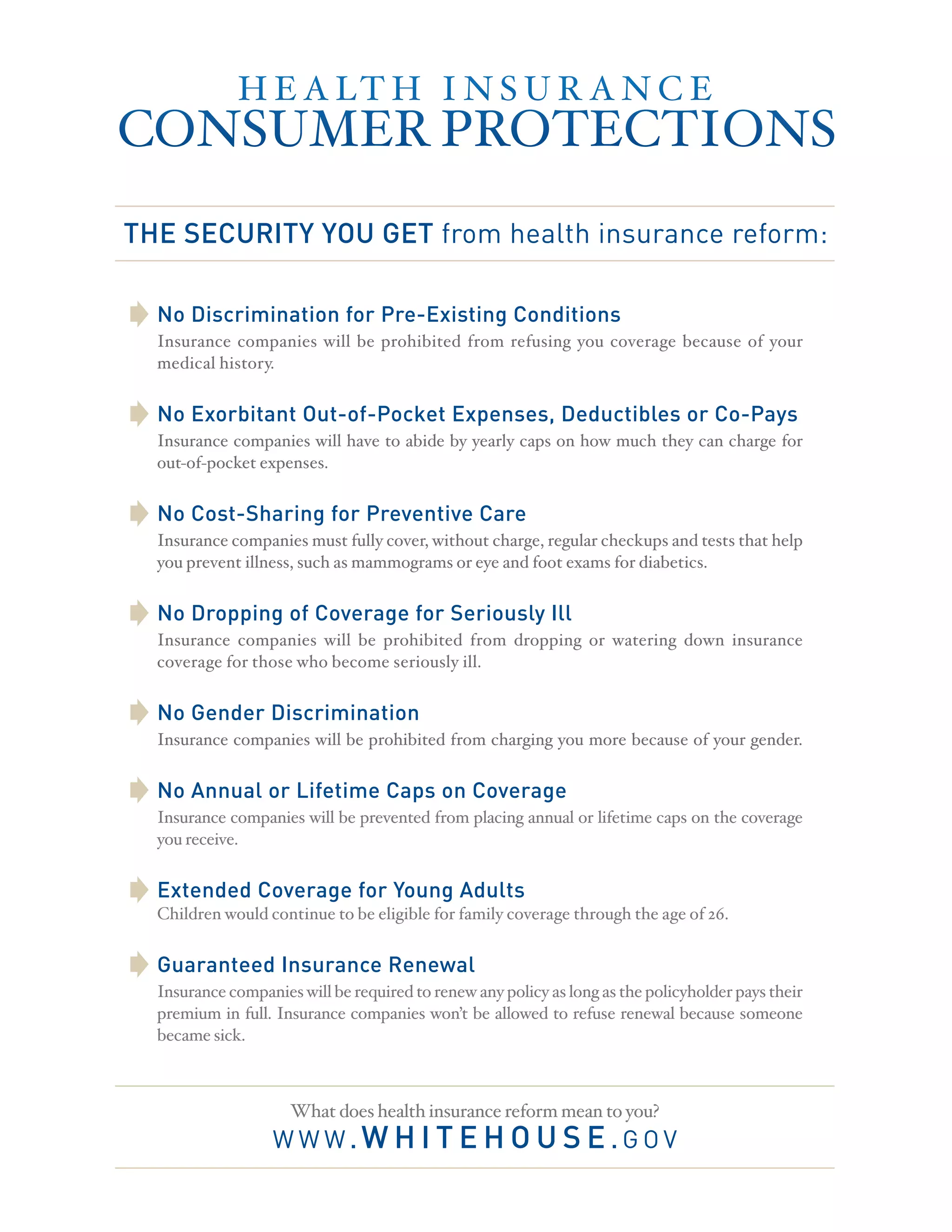 Health Insurance Consumer Protections | PDF