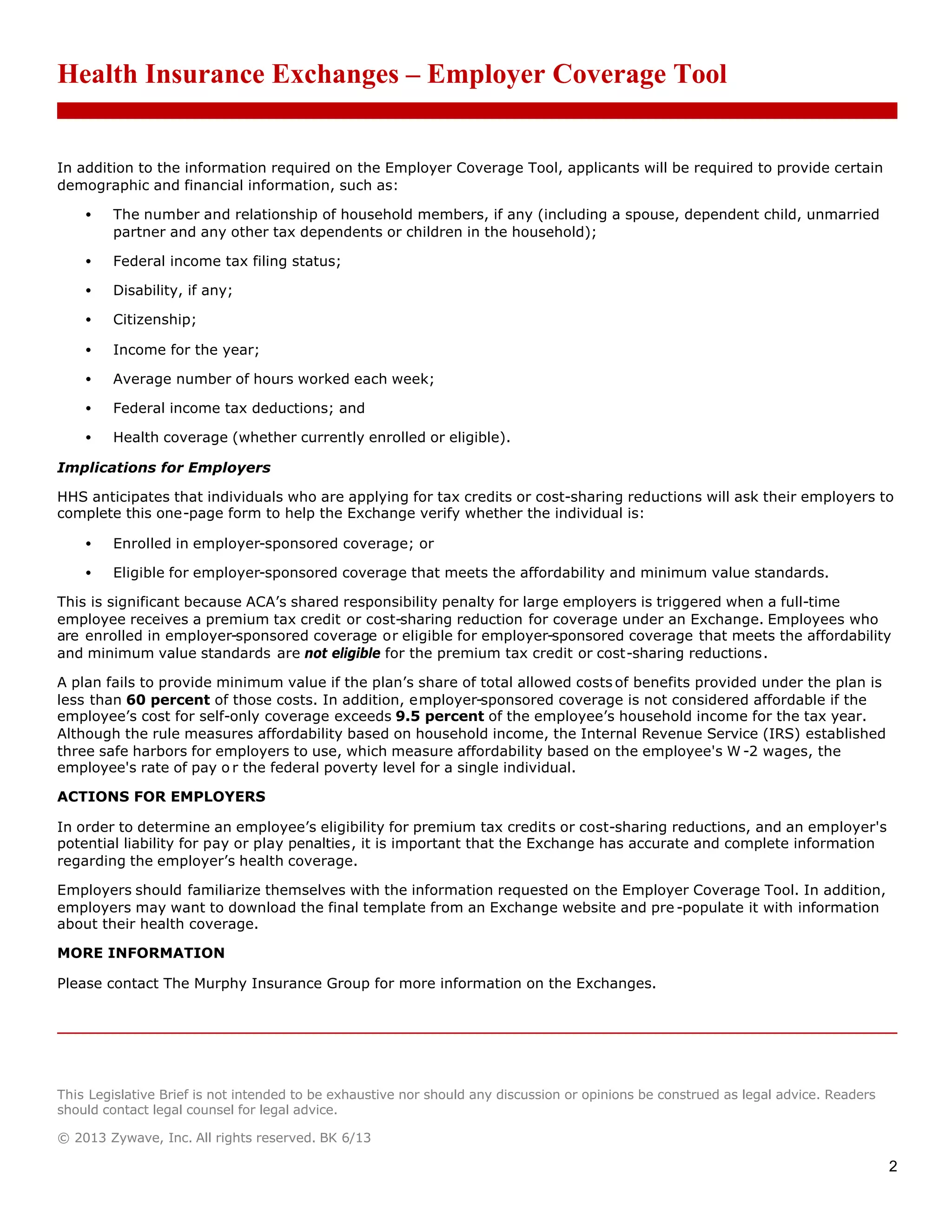Health insurance exchanges Employer Coverage Tool | PDF