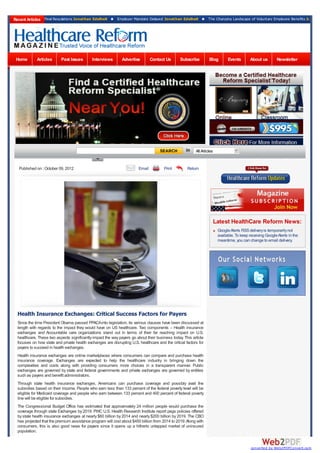 Health insurance exchanges critical success factors for payers | PDF