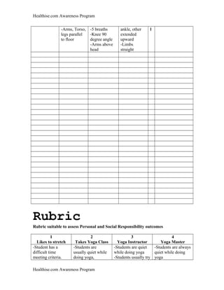 Healthise health information shares yoga assessment | DOC