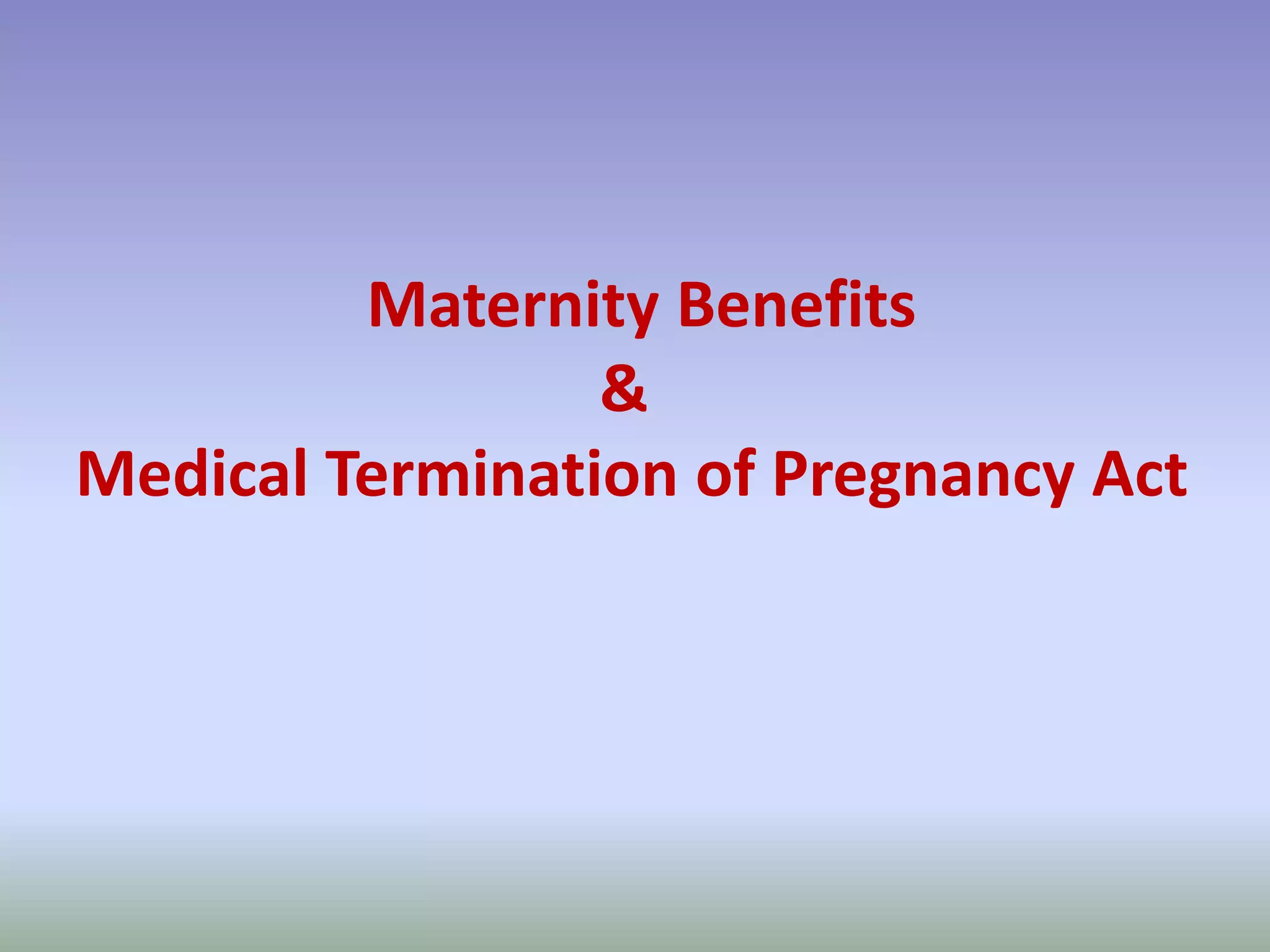 Maternity Benefits | PPT