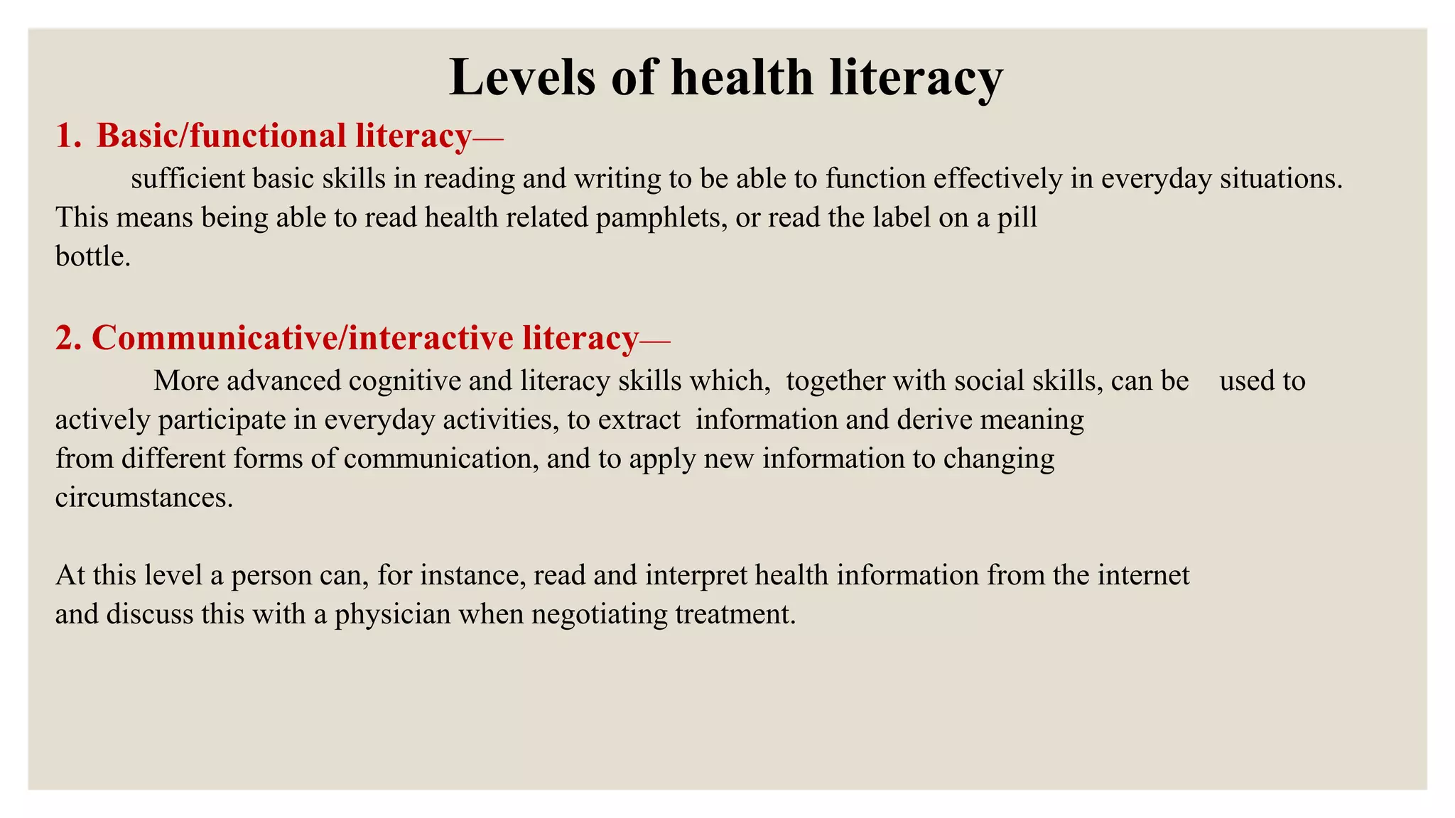 Health literacy | PPTX
