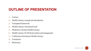 Health literacy for ncd prevention and management | PPTX