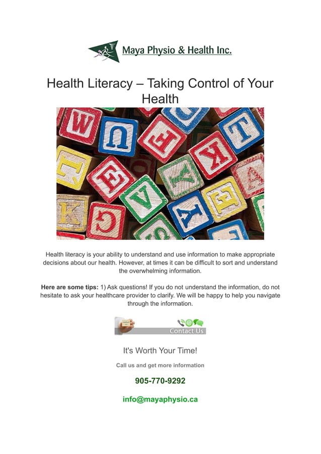 Health Literacy – Taking Control of Your Health | PDF