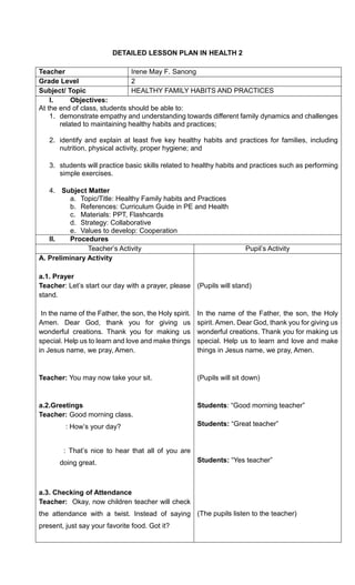 health LP.docx lesson plan in Health 2 | DOCX