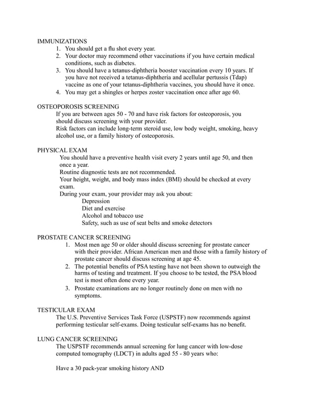 Health maintenance guidelines | PPTX | Heart and Cardiovascular ...