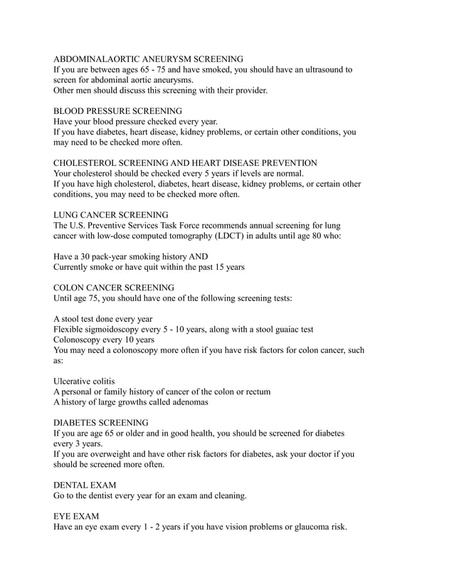 Health maintenance guidelines | PPTX | Heart and Cardiovascular ...