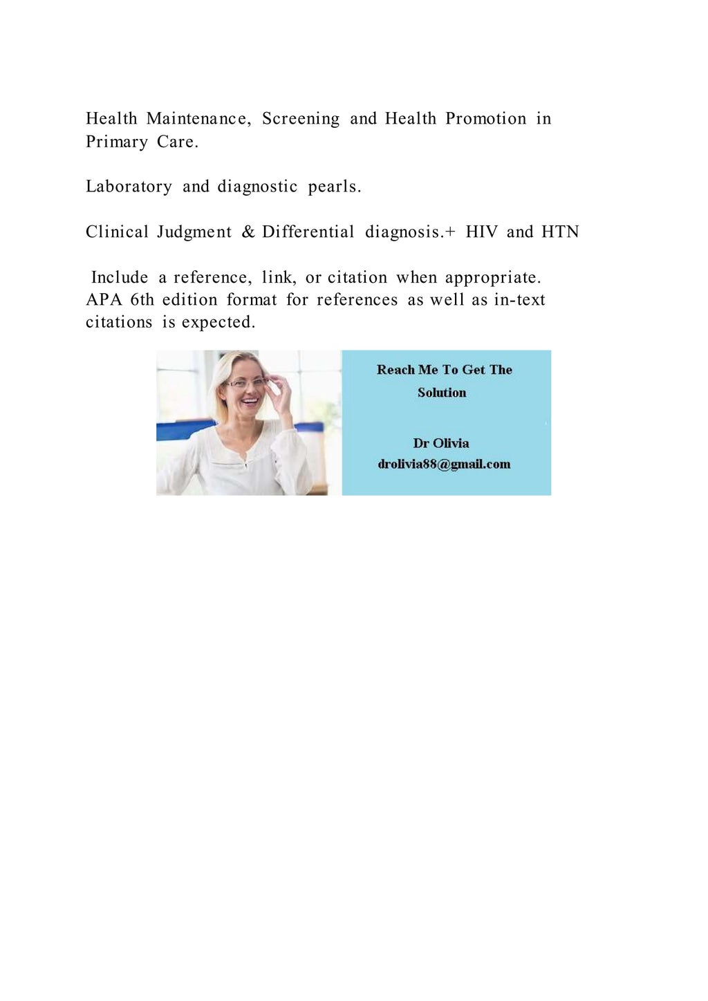 Health Maintenance, Screening and Health Promotion in Primary Care. | DOCX