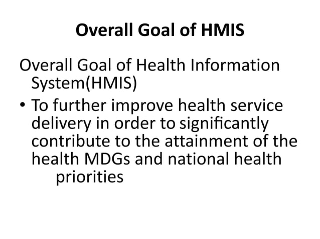 HEALTH MANAGEMENT INFORMATION SYSTEM (HMIS).pptx | Technology & Computing