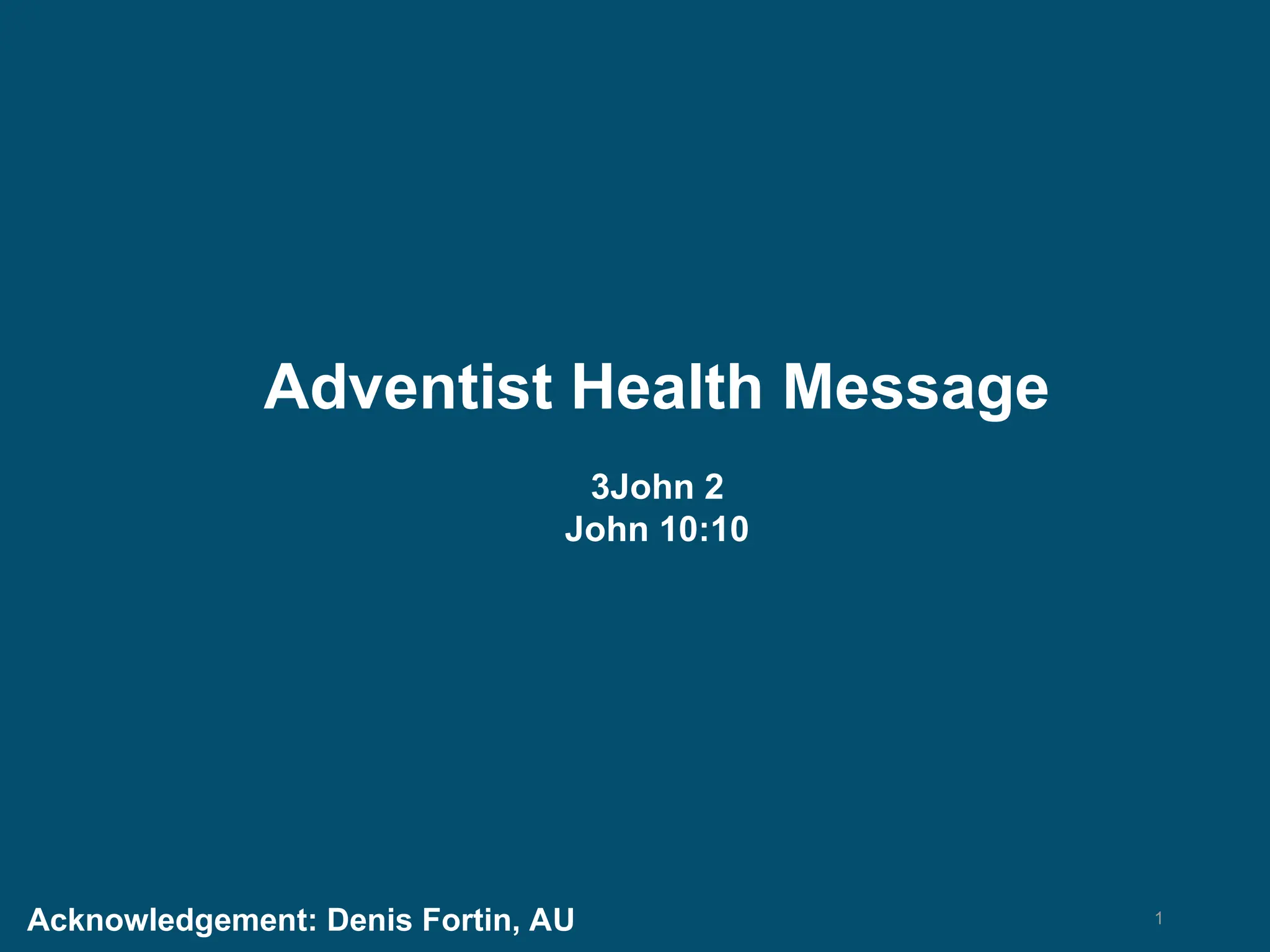 26OCT2024 - Health Talk: Adventist Health Message by Dr Dicky Ng | PPT