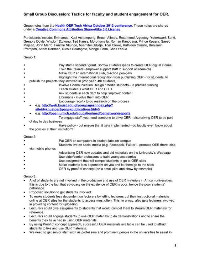 Tactics for faculty and student engagement for OER | PDF