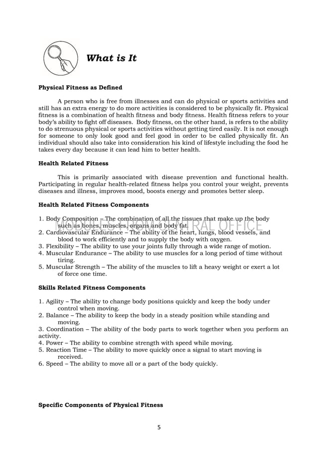 HEALTH OPTIMIZING P.E WEEK1.pdf | Fitness and Exercise | Healthy Living