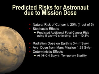 The Biological Effects of Radiation to Humans on a Manned Mission to ...