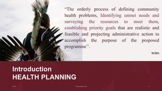Health planning steps and types of evaluation in community health ...