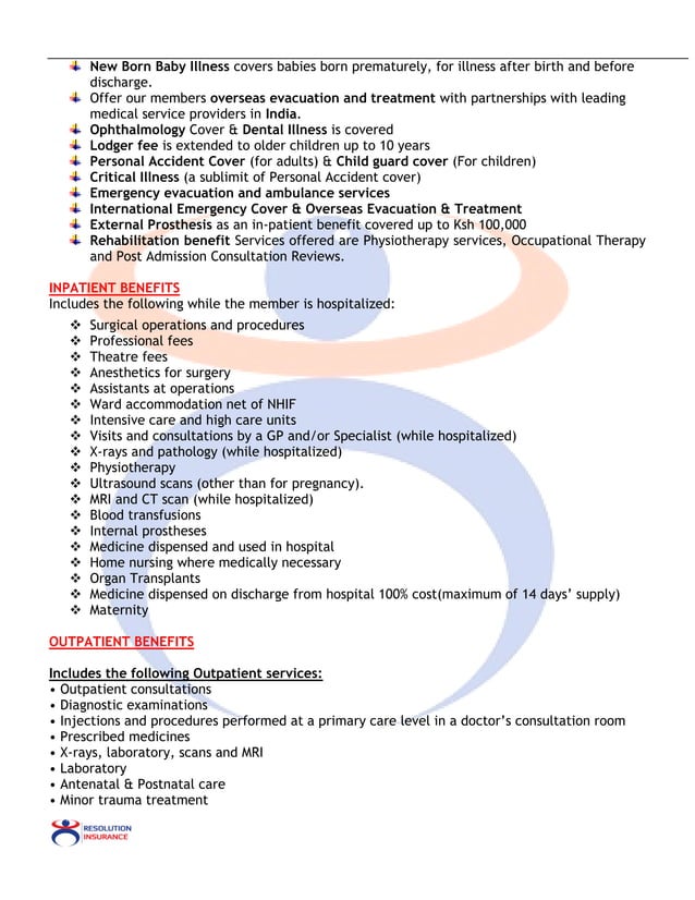 RESOLUTION INSURANCE HEALTH POLICY | PDF