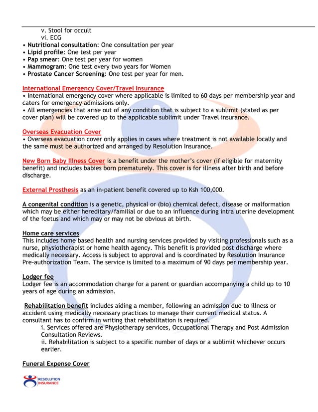 RESOLUTION INSURANCE HEALTH POLICY | PDF