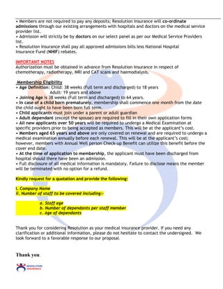 RESOLUTION INSURANCE HEALTH POLICY | PDF