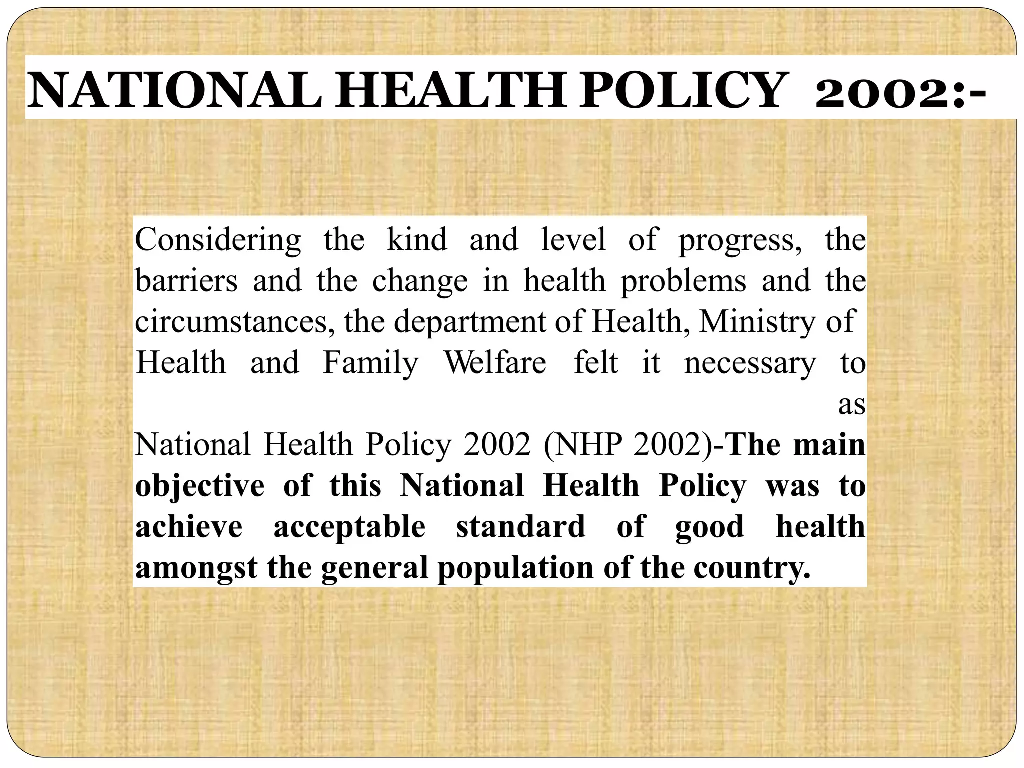 Health policy 2017, 2002 1983 | PPTX