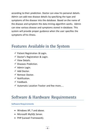 Health Prediction System - an Artificial Intelligence Project 2015 | DOCX