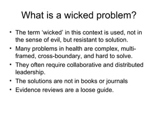 Health problems as wicked problems | PPT