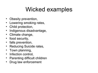 Health problems as wicked problems | PPT