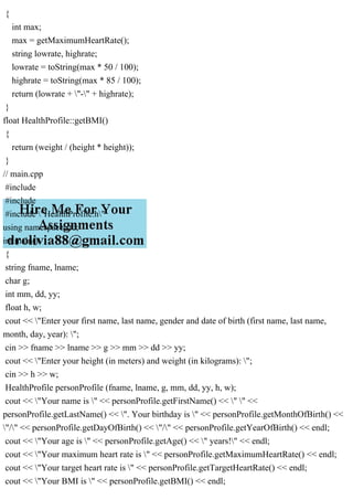 HealthProfile.h #include stringusing namespace std;class .pdf
