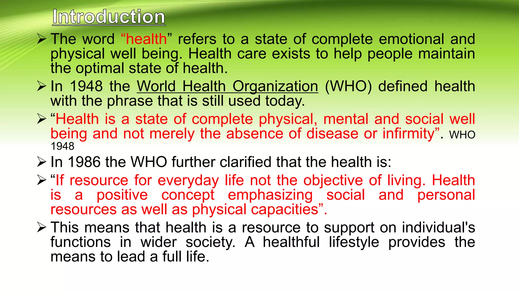 Health programme its objectives and importance | PPT