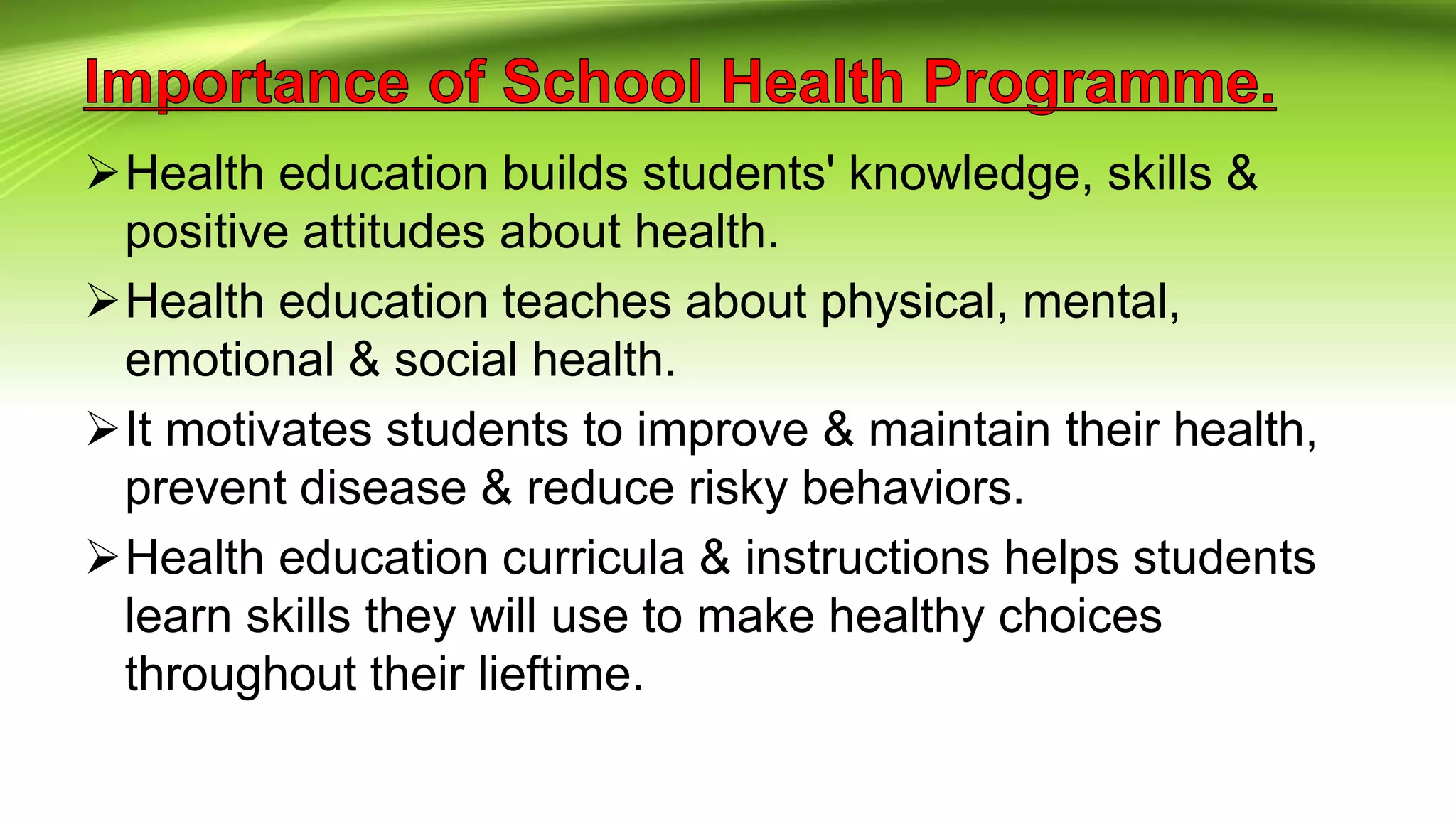 Health programme its objectives and importance | PPT