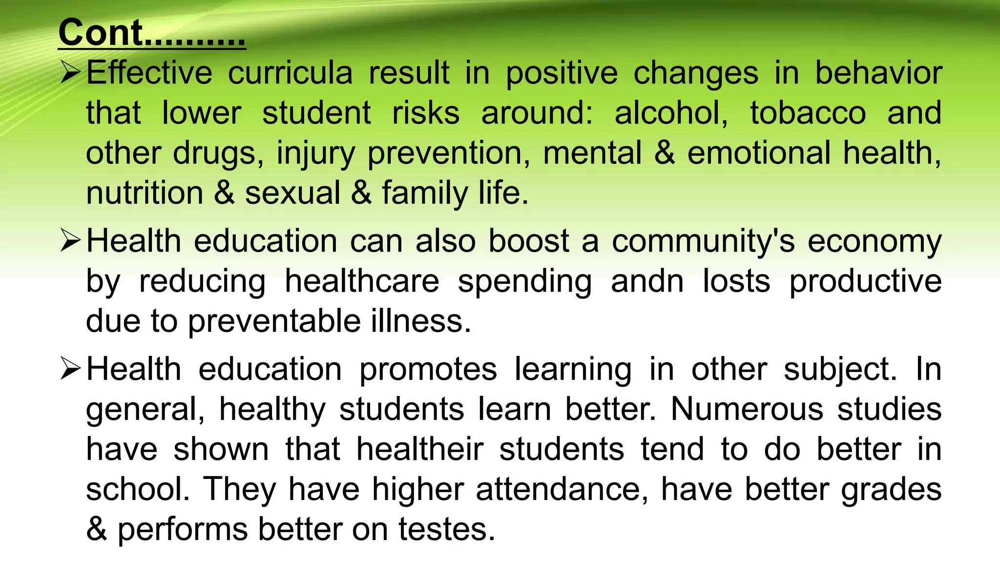 Health programme its objectives and importance | PPT