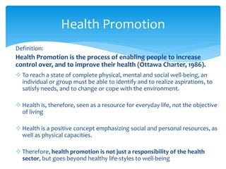 Health promotion Health promotion promotion | PDF
