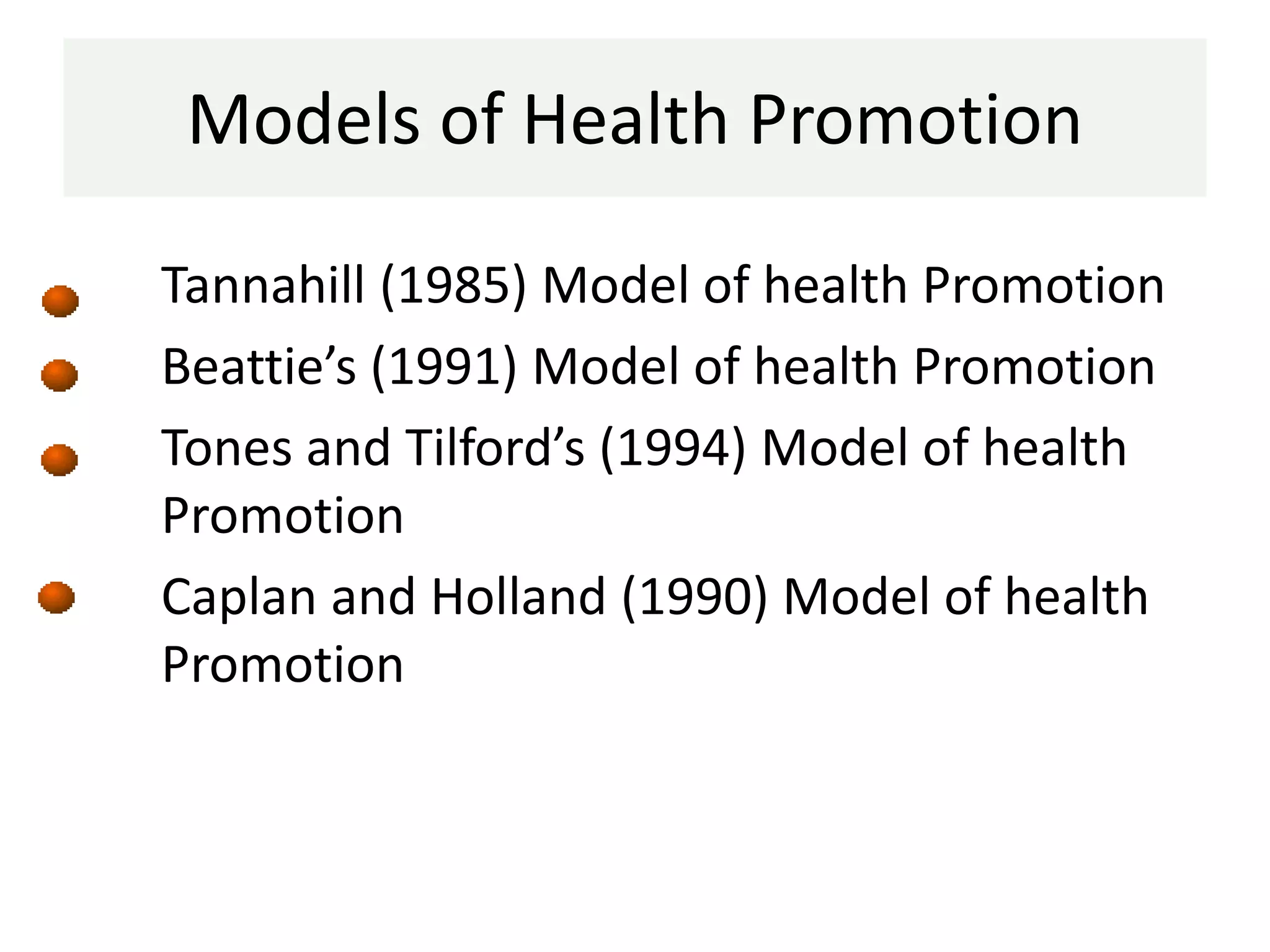 Health Promotion- Models | PPTX