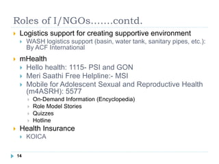 Role of I/NGOs in Health Promotion and Education | PPTX