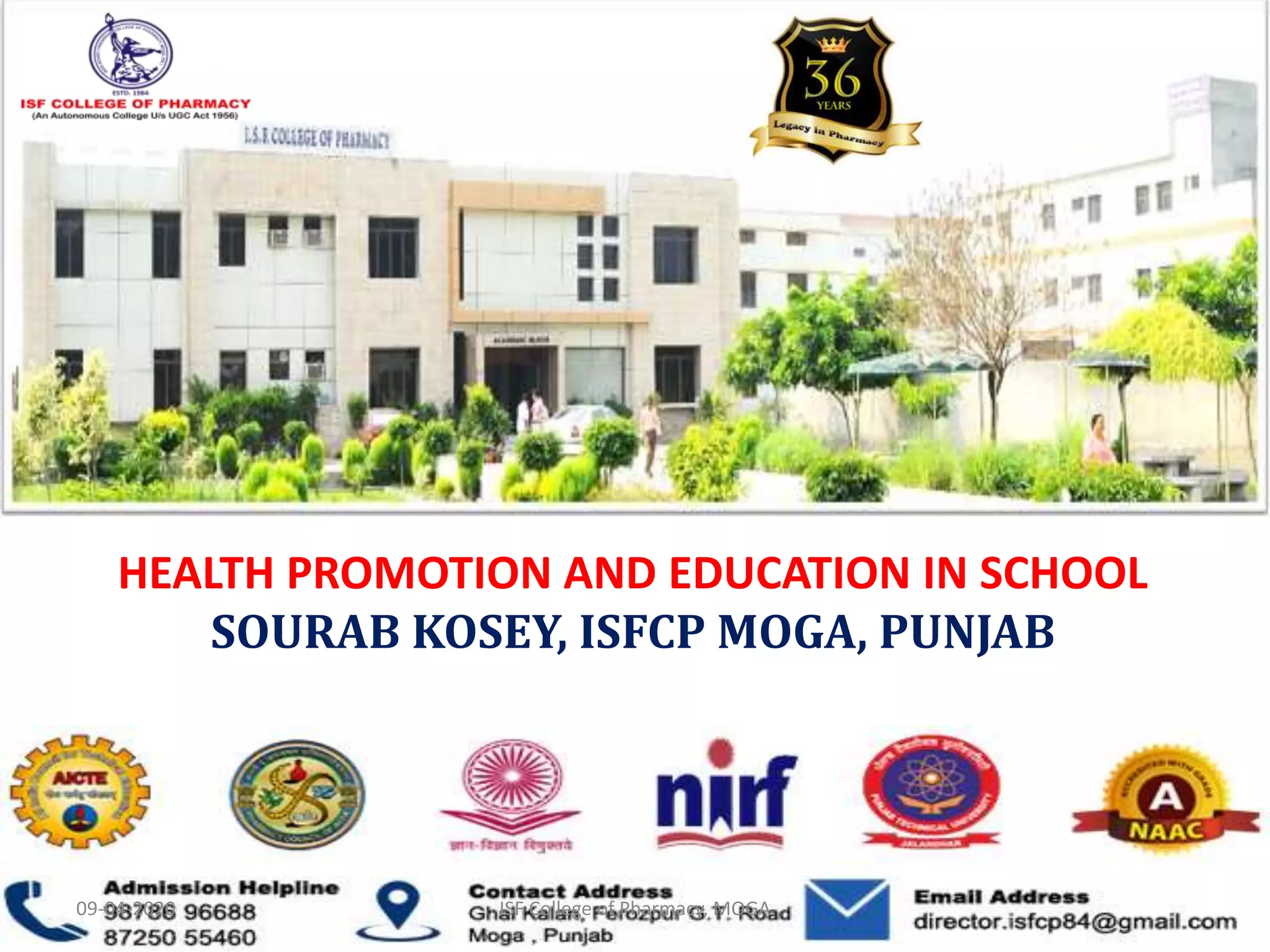 Health promotion and education in school By Sourabh Kosey | PPTX