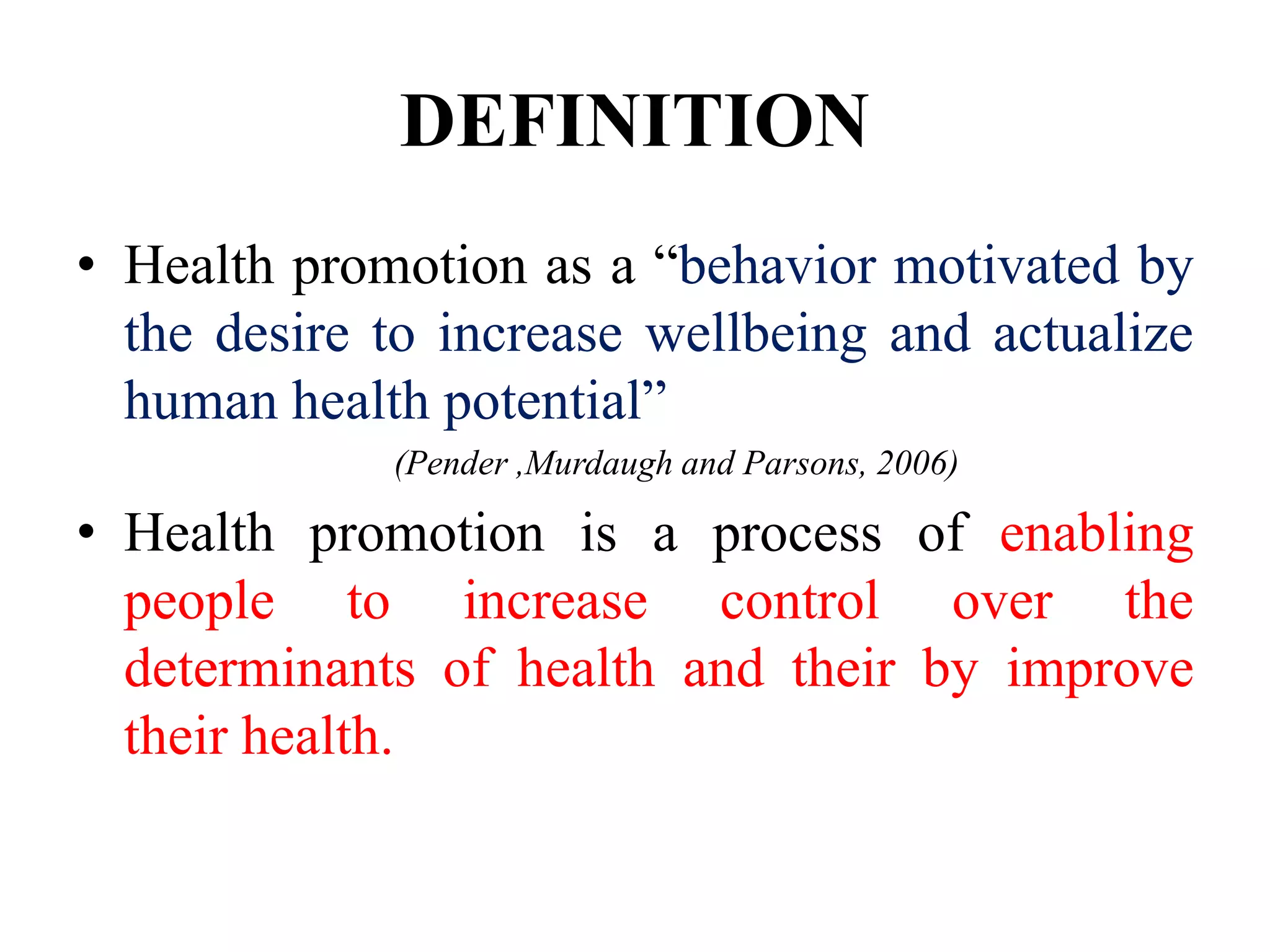 Health promotion and levels of prevention | PPTX