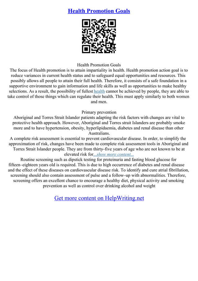 Health Promotion Essays | PDF