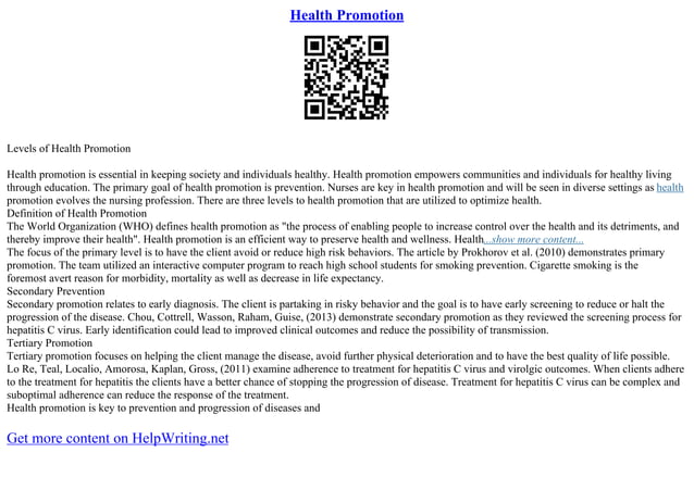 Health Promotion Goals | PPT