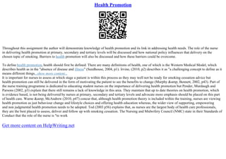 Health Promotion Goals | PDF