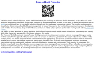 Health Promotion Goals | PPT