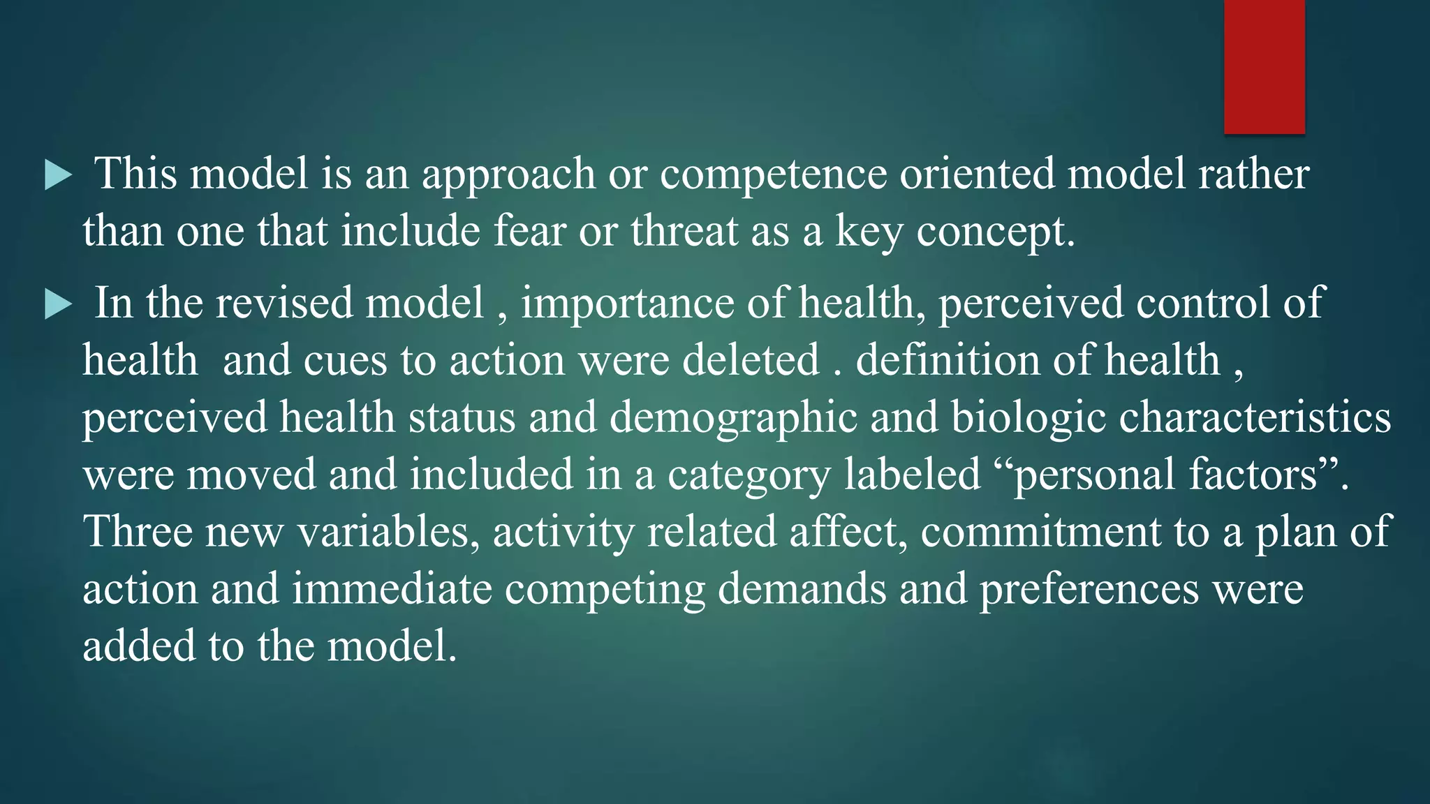 Health promotion model and Health Belief model | PPTX