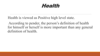 Health promotion model and Health Belief model | PPTX