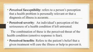 Health promotion model and Health Belief model | PPTX