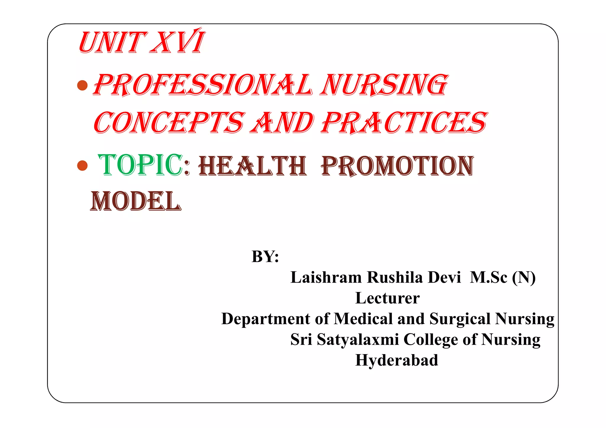 Health Promotion Model | PDF