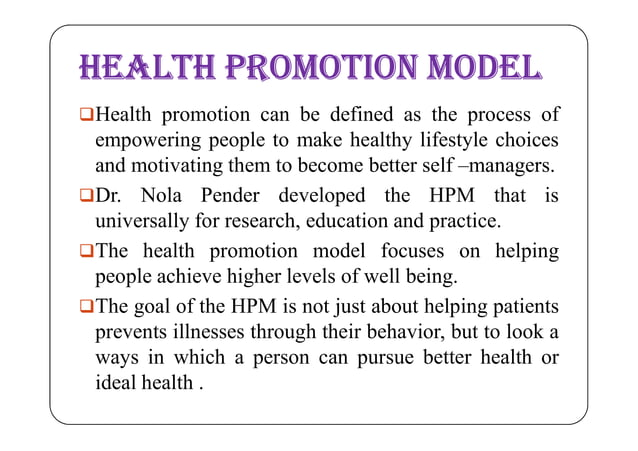 Health Promotion Model | PDF | Healthy Living