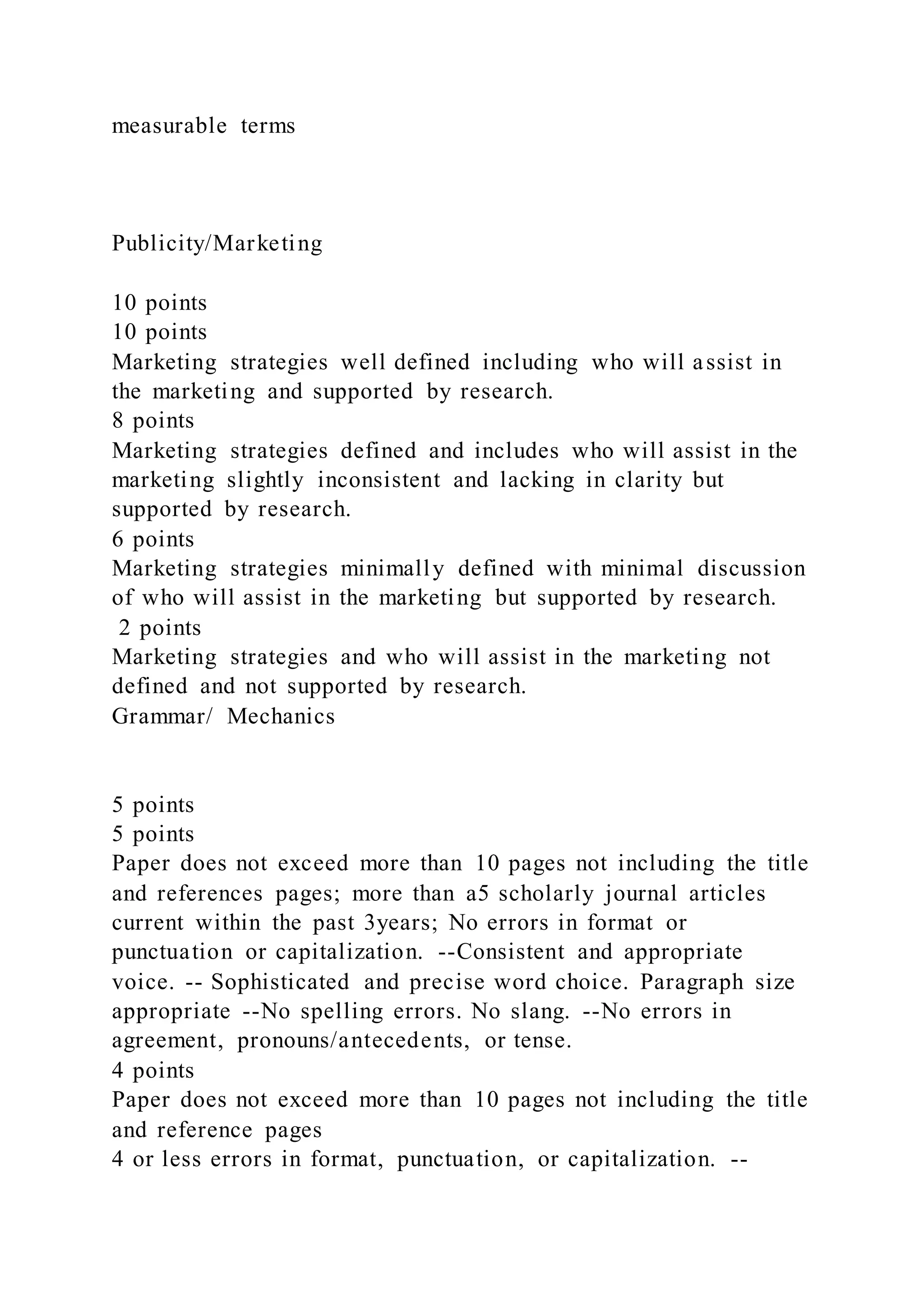 Health promotion paper rubric criteria maximum # points | DOCX