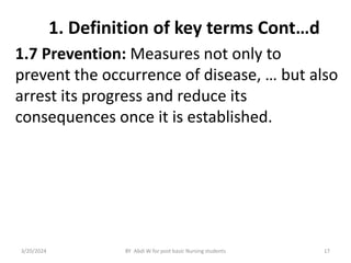 Health promotion & Disease prevention for post basic nursing students ...