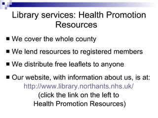 Health promotion resources induction gf 12 04-11a | PPT