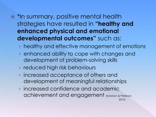 Health promotion - positive mental health strategies in schools | PPT
