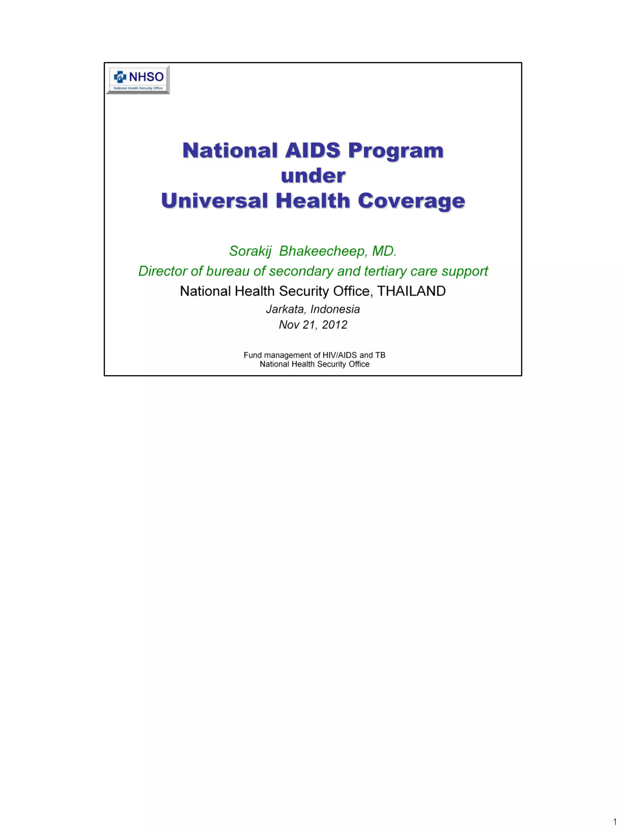 National AIDS Program under UHC | PDF