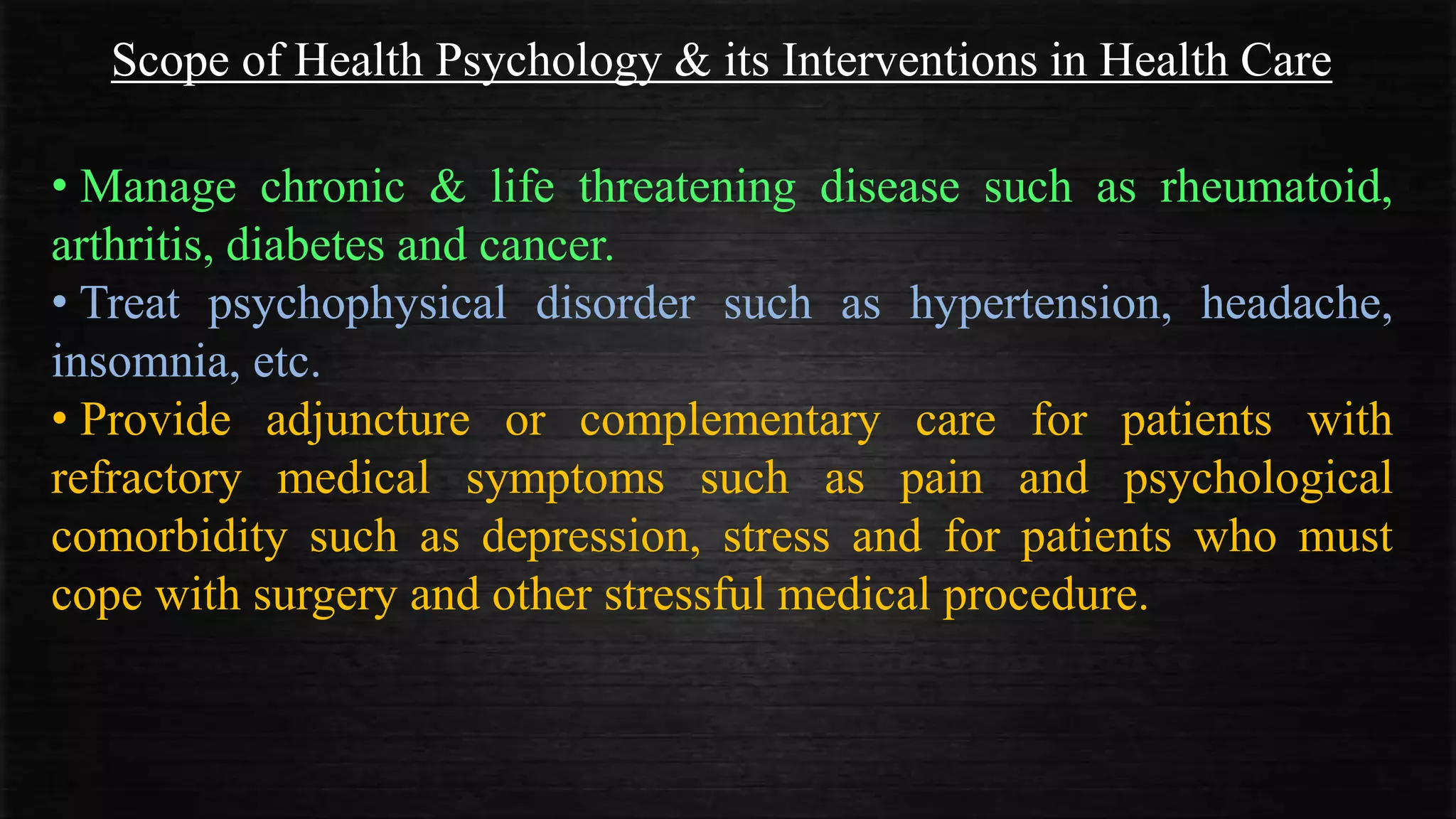 Health Psychology- Definition, Objectives, Scope | PPTX