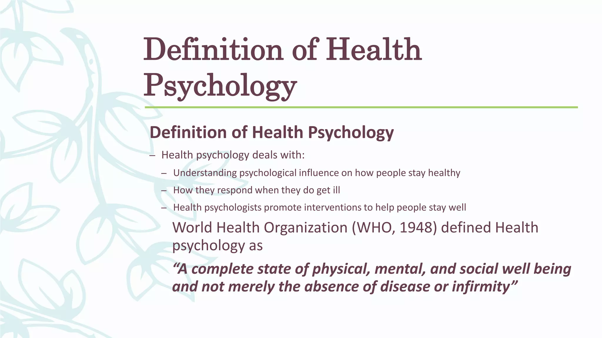 Historical Background of health psychology | PPTX